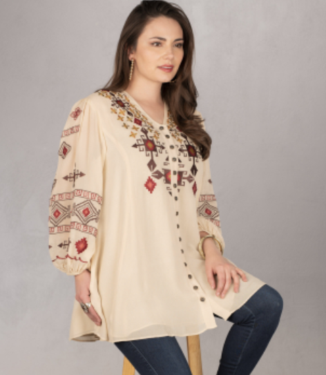 The Vintage Collection Embroidered Pearl Tunic – Wildfire Mercantile